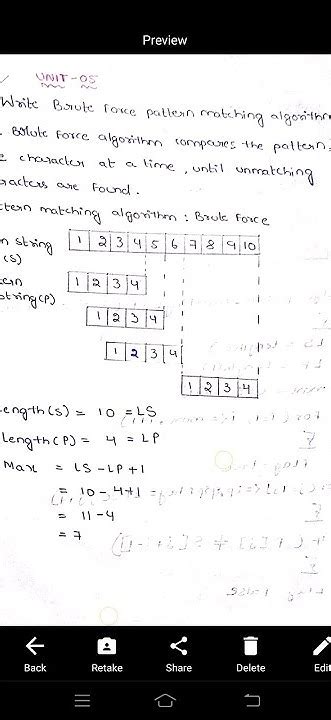 #ds brute force pattern matching algorithm answer - YouTube