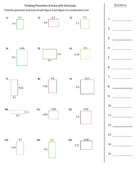 Area And Perimeter Of Squares Rectangles And Triangles Worksheet