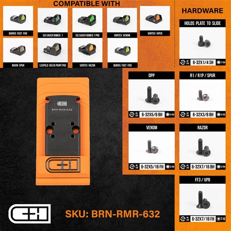 AFTERMARKET GLOCK TYPE RMR CUT SLIDE ADAPTER PLATE 6 32 Mounting Holes C H Precision Weapons