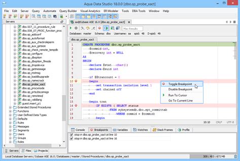 sybase sql debugger