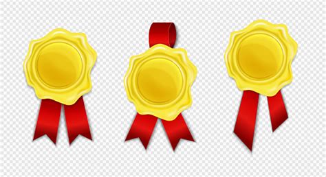흰색 배경에 고립 된 빨간색 리본황금 왁스 씰 컬렉션 문서 봉투 편지 또는 배너에 대한 현실적인 둥근 복고풍 스탬프 품질 보증 마크의 개념 벡터 일러스트레이션 3차원 형태에