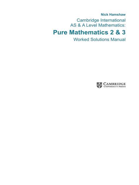 Pure Math 2 And 3 Solutions Pdf
