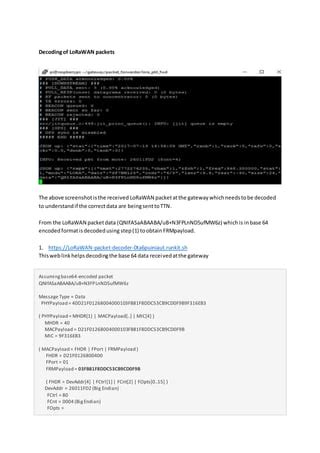Decoding LoRaWAN Packet DOCX Computer Networking Computing
