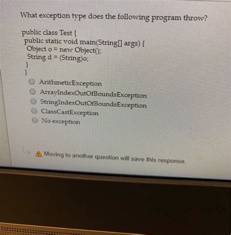Solved What Exception Type Does The Following Program Throw