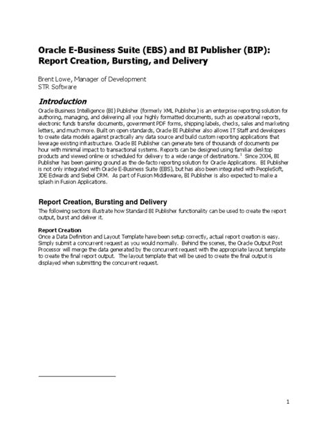 Oracle Ebs And Bi Publisher Report Creation Bursting And Delivery Pdf
