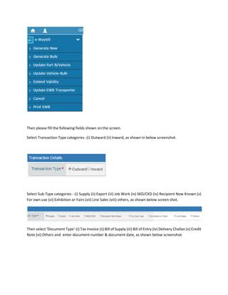 E Way Bill Step By Step Updated PDF