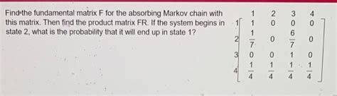 Solved Find The Fundamental Matrix F For The Absorbing
