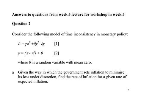 workshop 5 solutions answers to questions from week 5 lecture for