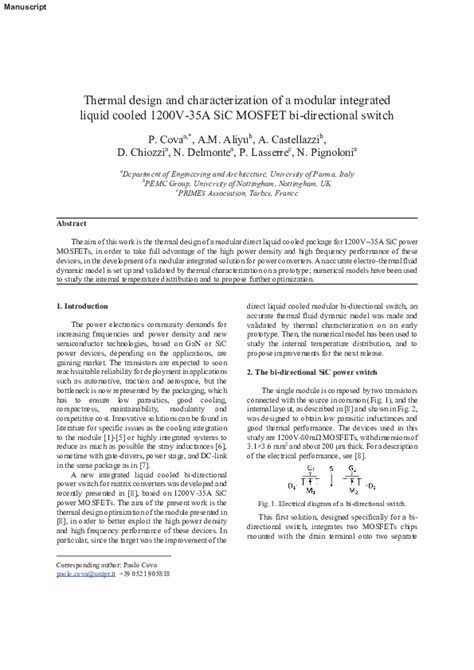 Pdf Thermal Design And Characterization Of A Modular Integrated Liquid Cooled 1200 V 35 A Sic