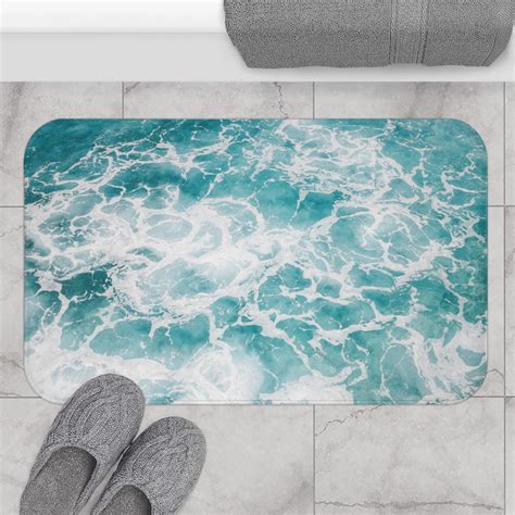 Coastal Bath Mat Water Texture Housewarming T For Surfers Aqua Ocean