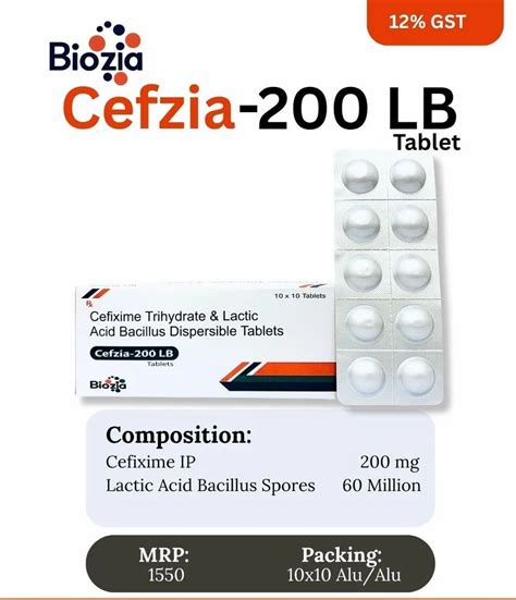 Cefzia 200 Lb Cefixime And Lactic Acid Bacillus Tablets 200 Mg At