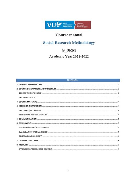 Course Syllabus Srm Vu Amsterdam 2022 Pdf Social Sciences