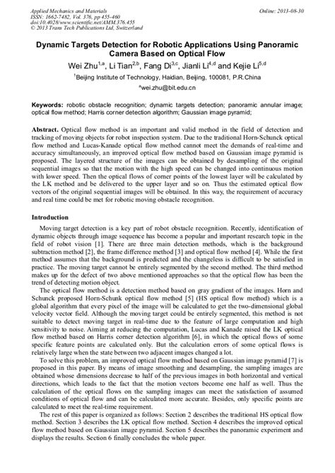 Dynamic Targets Detection For Robotic Applications Using Panoramic Camera Based On Optical Flow