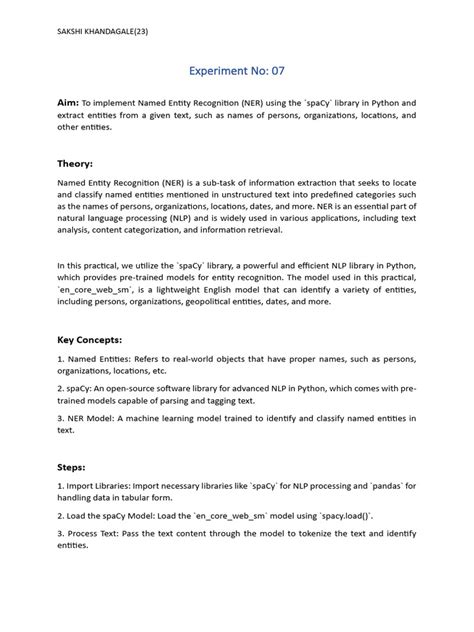 Nlp Experiment No 7 Pdf