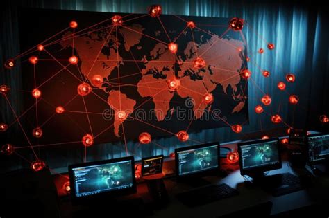 Screen With Network Topology And Threats Cyber Security Data Protection Business Technology