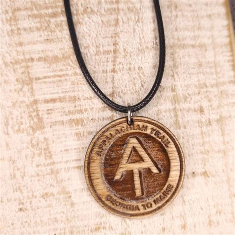 The Appalachian Trail Engraved Wood Charm Cord Necklace Etsy