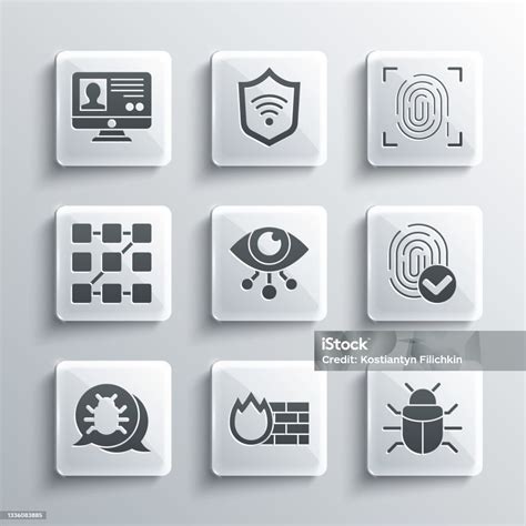 Set Firewall Security Wall System Bug Fingerprint Eye Scan Graphic Password Protection Create