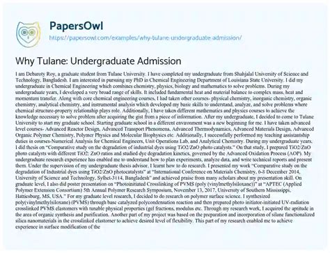 why tulane undergraduate admission free essay example 542 words