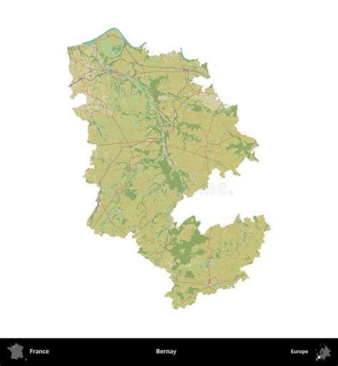 Bernay France Isolated On White Openstreetmap Humanitarian Stock