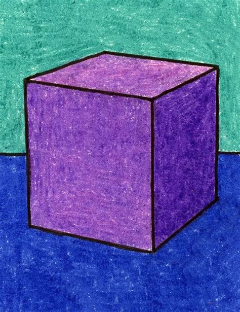 Easy How To Draw A Cube Tutorial And Cube Coloring Page Art Cube Painting Art Lesson Op Art