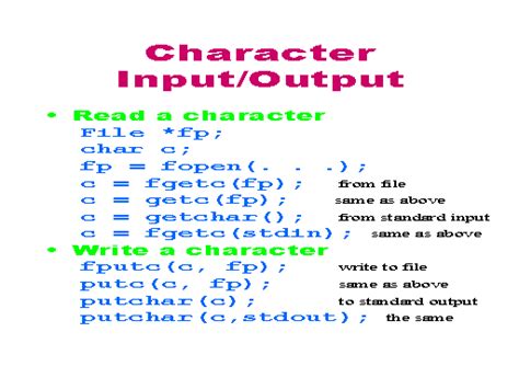Character Inputoutput