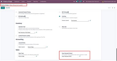 Down Payment In Odoo Pos