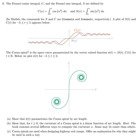 Solved The Fresnel Cosine Integral C And The Fresnel Sine