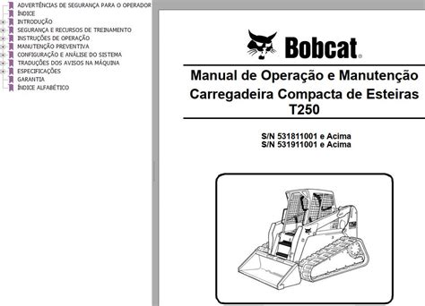 Bobcat Loader T250 Operation Maintenance Manual PT
