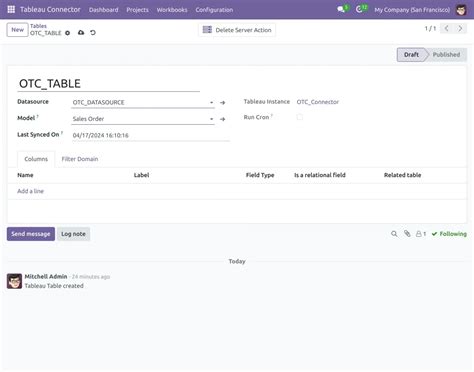 Odoo Tableau Connector User Guide