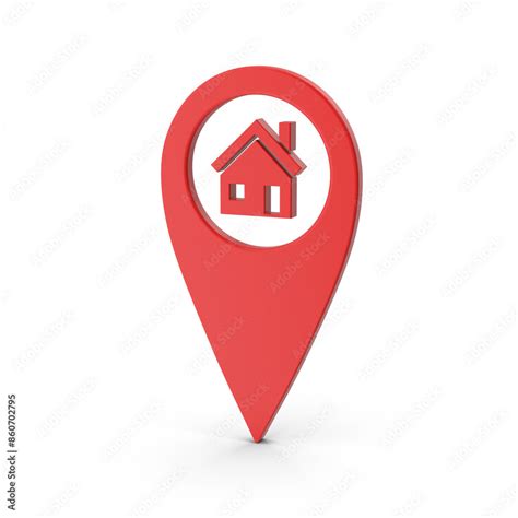 3d Pinpoint Home 3d Map Pointer Red Navigator Symbol Isolated On