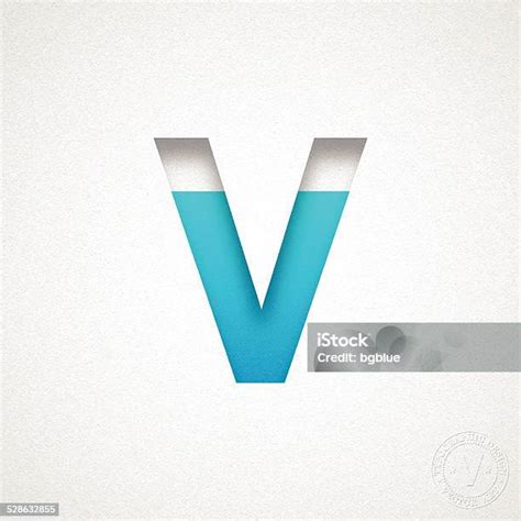 알파벳 V 디자인식블루 낙찰자에게 워터컬러 종이 0명에 대한 스톡 벡터 아트 및 기타 이미지 0명 3차원 형태 개념 Istock
