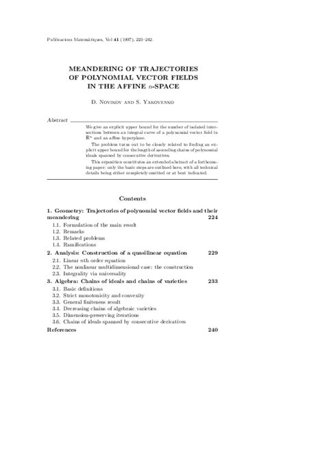 Pdf Meandering Of Trajectories Of Polynomial Vector Fields In The Affine N Space