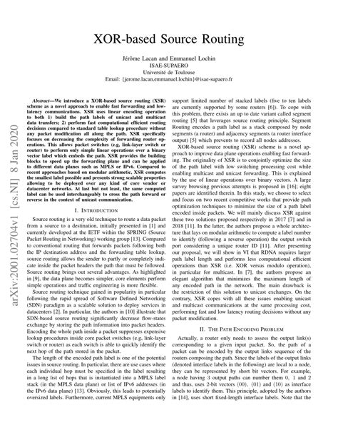 Pdf Xor Based Source Routing
