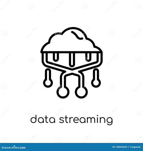 Data Streaming Icon Trendy Modern Flat Linear Vector Data Streaming Icon On White Background