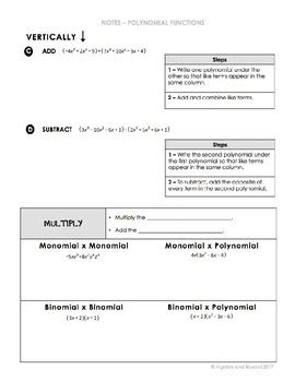 Operations With Polynomials Lesson Warm Up Guided Notes Homework