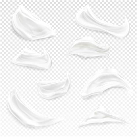 현실적인 3d 화장품 로션 젤 또는 거품 및 페인트의 흰색 크림 스트로크 그림 무료 벡터