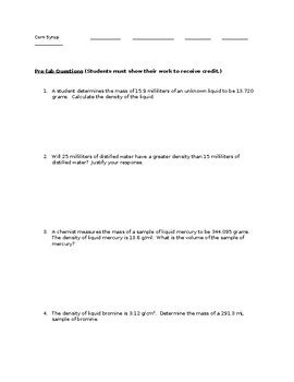 Laboratory Experiment Density Of Liquids By Chemnova TPT
