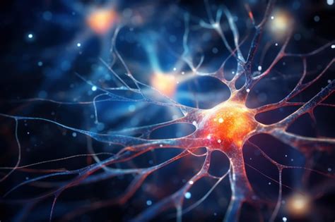 Premium Ai Image Neural Network Macro View Nerve Cell With Dendrites Neuron Closeup Generative