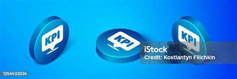 Isometric Kpi 파란색 배경에 격리된 키 성능 표시기 아이콘입니다 파란색 원 버튼입니다 벡터 3차원 형태에 대한 스톡 벡터 아트 및 기타 이미지 Istock