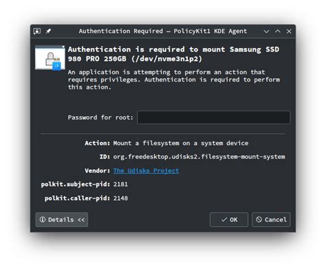 why doesn t kde su provide invocation info like policykit does help