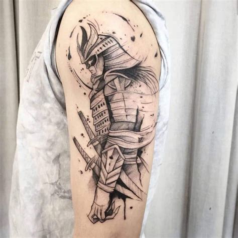 Samurai Shoulder Armor Tattoo The Tattoo Is A Black And White