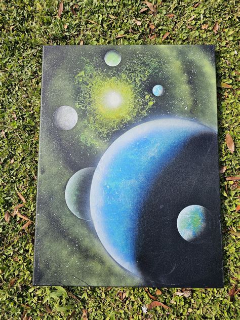 Big Original Spray Paint Space Art On Canvas 18x24 Etsy