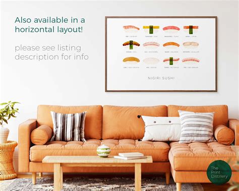 Nigiri Sushi Chart Printable Abstract Food Wall Art Modern Etsy