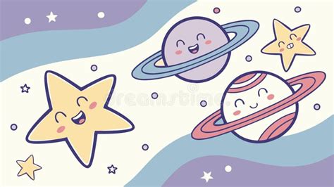 Cute Planets And Stars Set Whimsical Space And Astronomy Design Vector Design Generative Ai