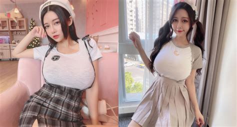 威力十足！jkf女郎「安希」炸胸「扣子只剩兩顆」：出門還在縫扣子