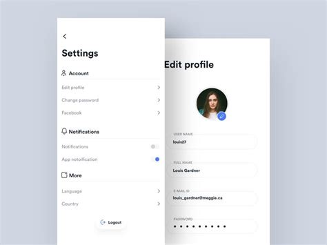 Settings And Profile App Interface Design Ios App Design App Ui Design
