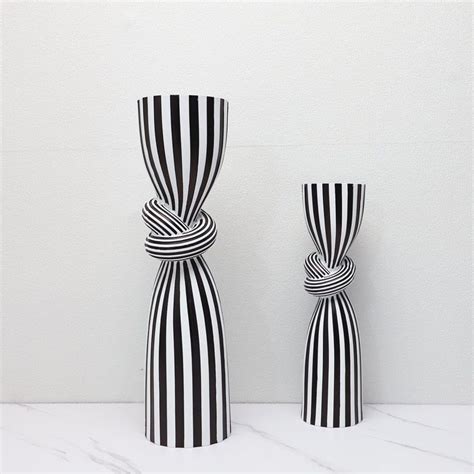 Knotted Black And White Candlestick White Candle Sticks Black And