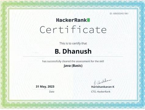 Dhanush Bondu On Linkedin Hackerrank Java Kluniversity Klcse