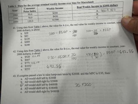 solved 41 using data from table 1 above the value for a