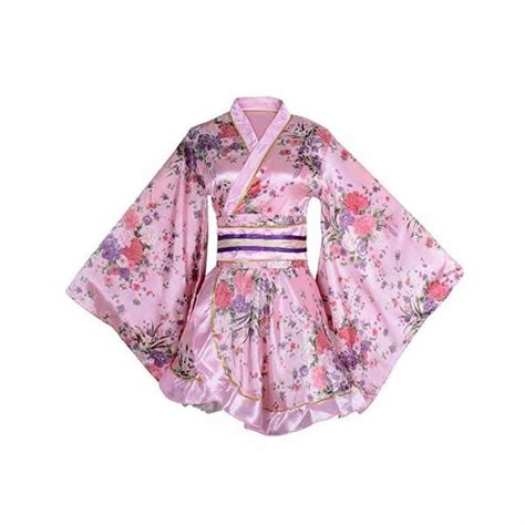섹시 여성용 짧은 기모노 로브 꽃무늬 프린트 일본 게이샤 유카타 드레스 의상 목욕 가운 잠옷 Obi 벨트 포함 라이트 핑크